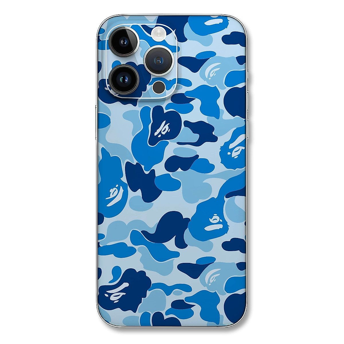 HK Studio Blue Camo Skin Decal (Not Case) for iPhone 14 Pro Max - No Bubble, Slim, Waterproof - Protecting & Personalizing iPhone's Back, Camera, Frame