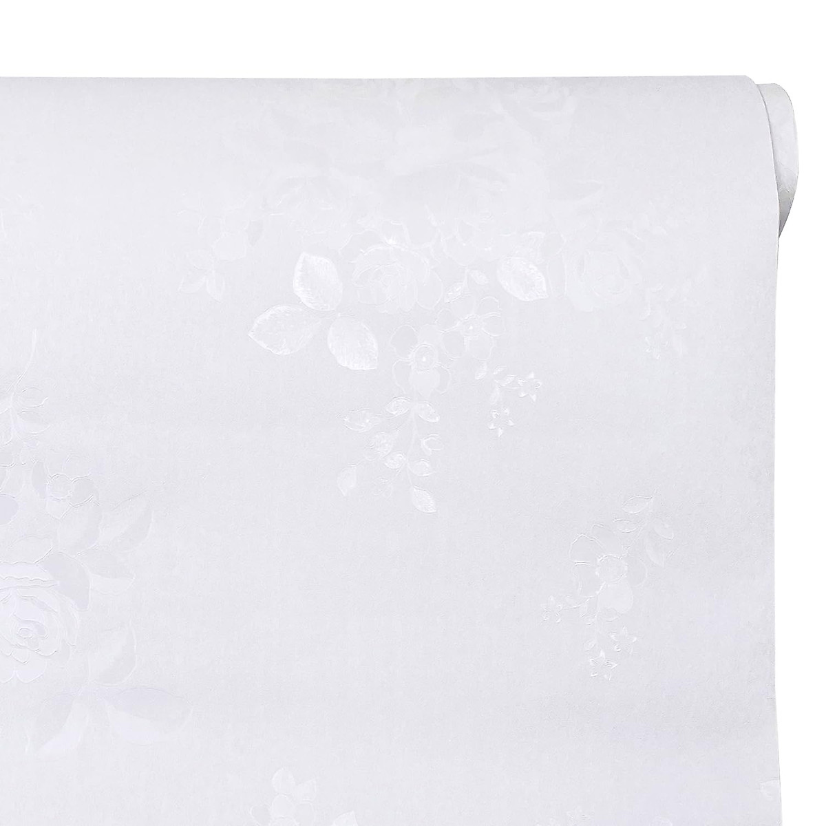 SimpleLife4U White Rose Flower Furniture Paper Adhesive Shelf Liner DIY Storage Chest Drawers 17.8 Inch by 9.8 Feet