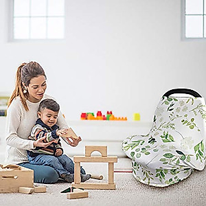 NEWITIN 2 Pieces Flower Nursing Cover Breastfeeding Scarf Baby Car Seat Covers, Infant Stroller Cover, Carseat Canopy for Girls and Boys