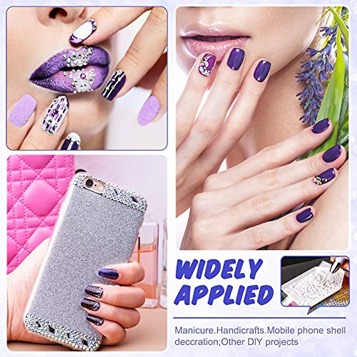 2 Pieces Diamond Painting Pen LED Drill Pens, Diamond Painting Accessories, 12 Replacement Pen Heads, 2 Anti-Slip Mats, 2 Wax Organizer Storage Cases for DIY Painting Craft Tools (Purple, Green)