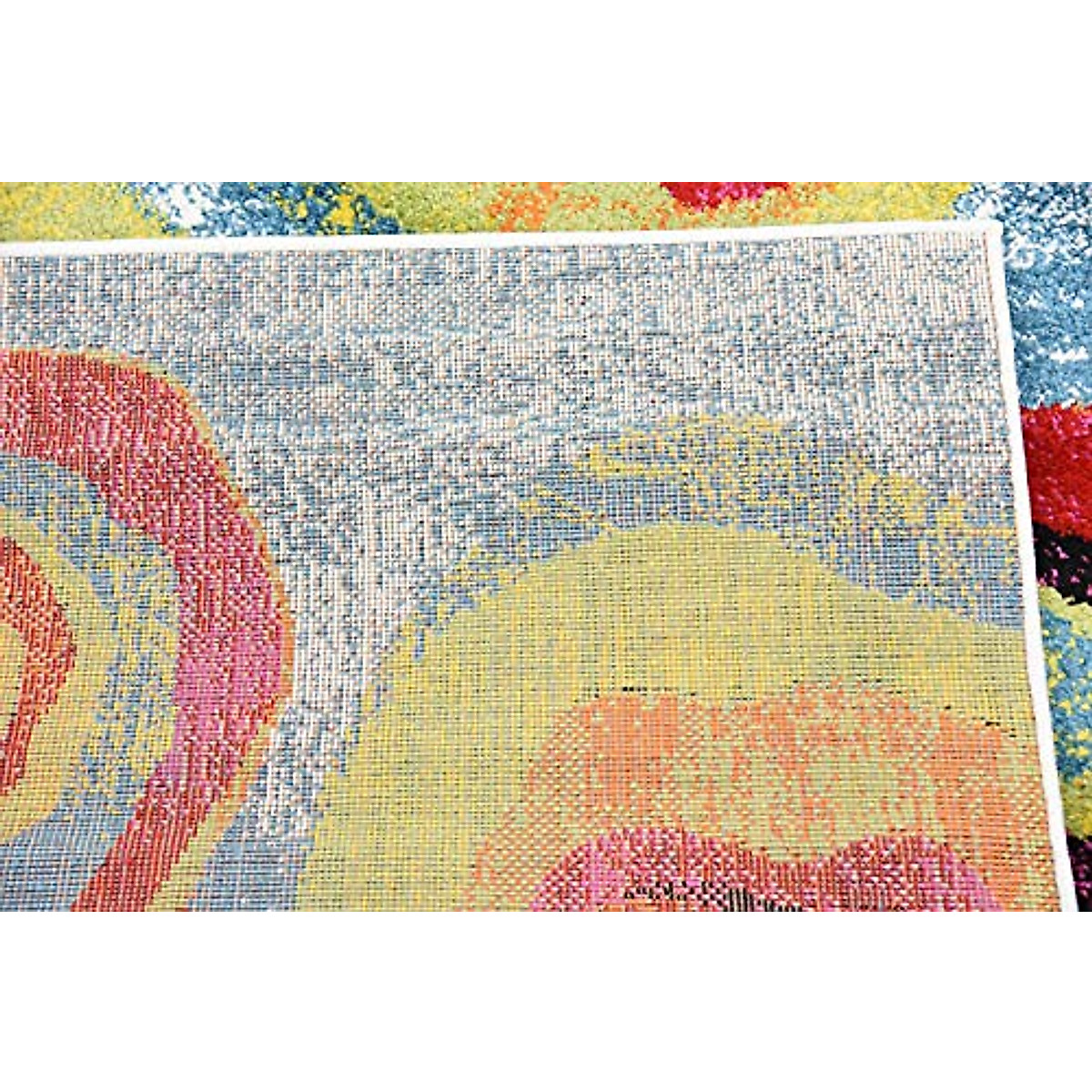 Unique Loom Lyon Collection Colorful Modern Abstract Floral Area Rug, 4 x 6 Feet, Blue/Yellow