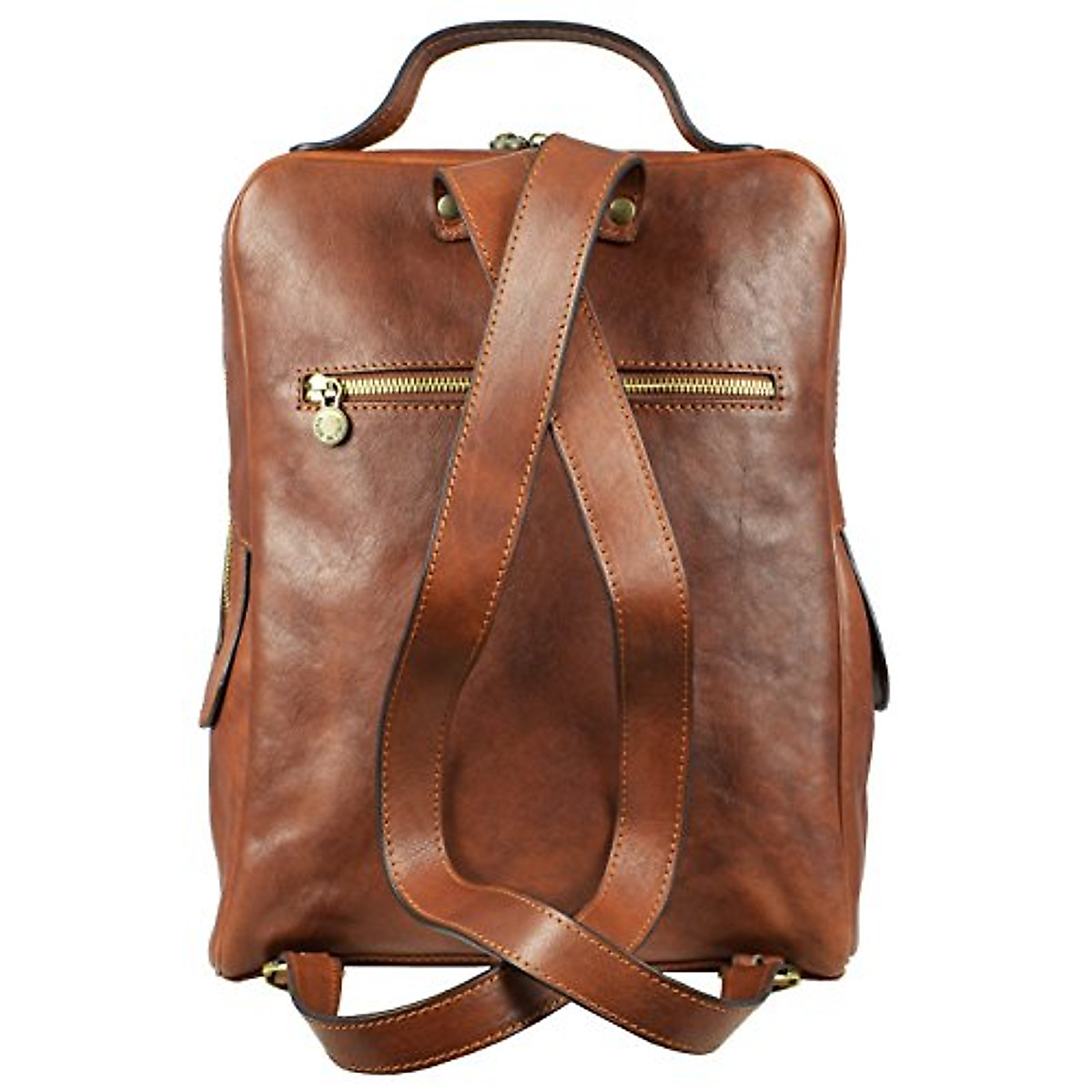 Time Resistance Leather Backpack Rucksack City Bag Unisex Matt Brown