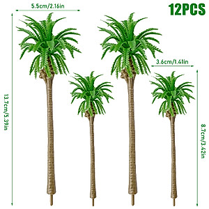 12PCS Model Coconut Palm Tree, Mini Scenery Model Tree for Train Railway Scenery, Diorama, Cake Topper, Miniature Garden, Plant Pots Bonsai Craft, Micro Landscape Sandbox