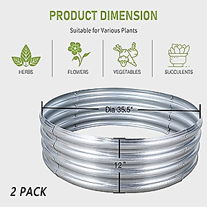 FORTUNO Round Galvanized Raised Garden Bed Box 3 FT (2 Pack) Metal Outdoor Flower Bed Steel Patio Ground Planter for Planting Vegetables and Herb, Silver