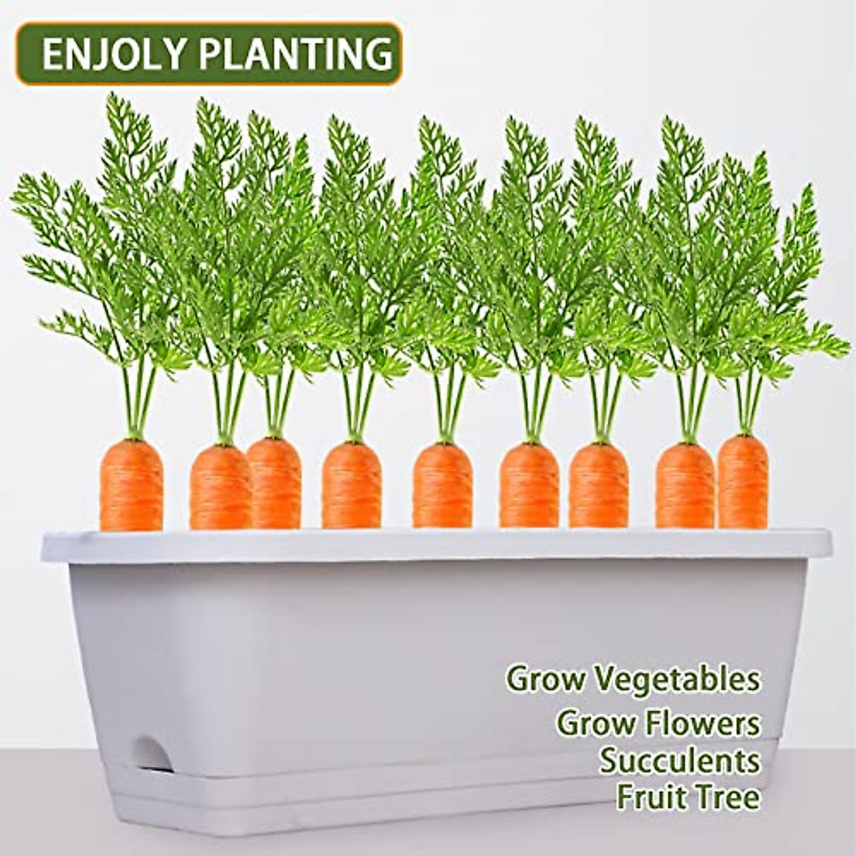 8-pack 15.6*7.5*5.9" Planter Boxes Outdoor Large,Window Box Planters Rectangle for Indoor Plants,Long Planter Box with Drainage Tray,Windowsill Herb Garden for Vegetables Succulents(Light-blue)