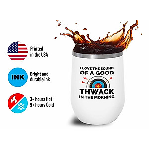 Archery White Wine Tumbler 12oz - Thwack in the morning - Archery Shot Trainer Crossbow Compound Bow Hunting Arrow