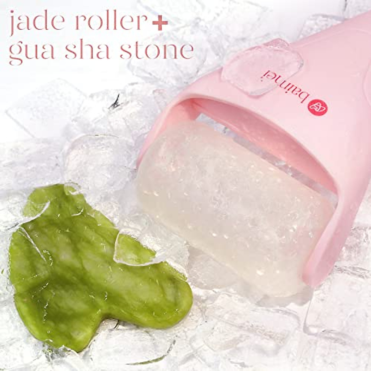 Ice Roller for Face and Gua Sha Facial Tools, BAIMEI Ice Face Roller Reduces Puffiness Migraine Pain Relief-Pink