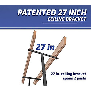 SafeRacks 2x8 Overhead Garage Storage Rack - 400 Pound Weight Capacity Height Adjustable Steel Ceiling-Mounted Rack with Accessories (Hammertone) (24"-45")