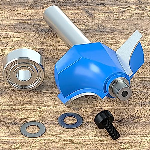 Helovmine 1/4 Inch Shank Roundover Router Bit Set, Corner Rounding Edge-Forming Bit Set-1/8", 5/32", 3/16", 1/4", 5/16", 3/8", 7/16" Radius Woodworking Milling Tools (7Pcs)