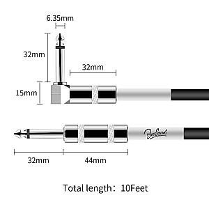 BestSounds Electric Guitar Cable 10ft, Instrument Cable Cord for Bass Guitar Amp Bass Amplifier Audio Keyboard 1/4" Cable