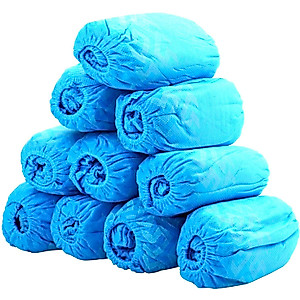 G & F Products X-Large WaterProof Premium 100 Pack (50 Pairs) Disposable Boot & Shoe Covers - Durable, Non-slip, Non-toxic, Recyclable, Blue, Stretchable Fits US Men Size 11 and UP