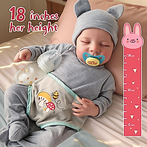 JIZHI Lifelike Reborn Baby Dolls - 17 Inch Realistic Newborn Baby Dolls Real Life Baby Dolls Full Vinyl Poseable Body Sleeping Baby Boy with Feeding Kit for Children 3+