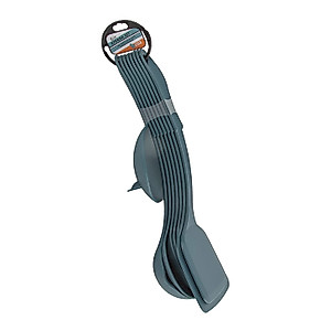 Wisconic 8-Piece Utensil Set - Plastic, Durable Kitchenware, Dishwasher Safe, Heat Resistant Up To 400F - Includes Turner, Spoon, & More - Made in the USA - Prussian Blue