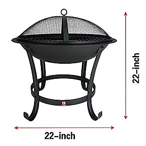 FireBeauty Fire Pit BBQ Grill Pit Bowl with Mesh Spark Screen Cover,Poker (Includes Tote Bag)