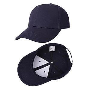 AOSMI 2 Pack Classic Cotton Baseball Hats Men Women Adjustable Ball Caps for Outdoor Workouts/Sports/Golf/Running Black-Navy Blue