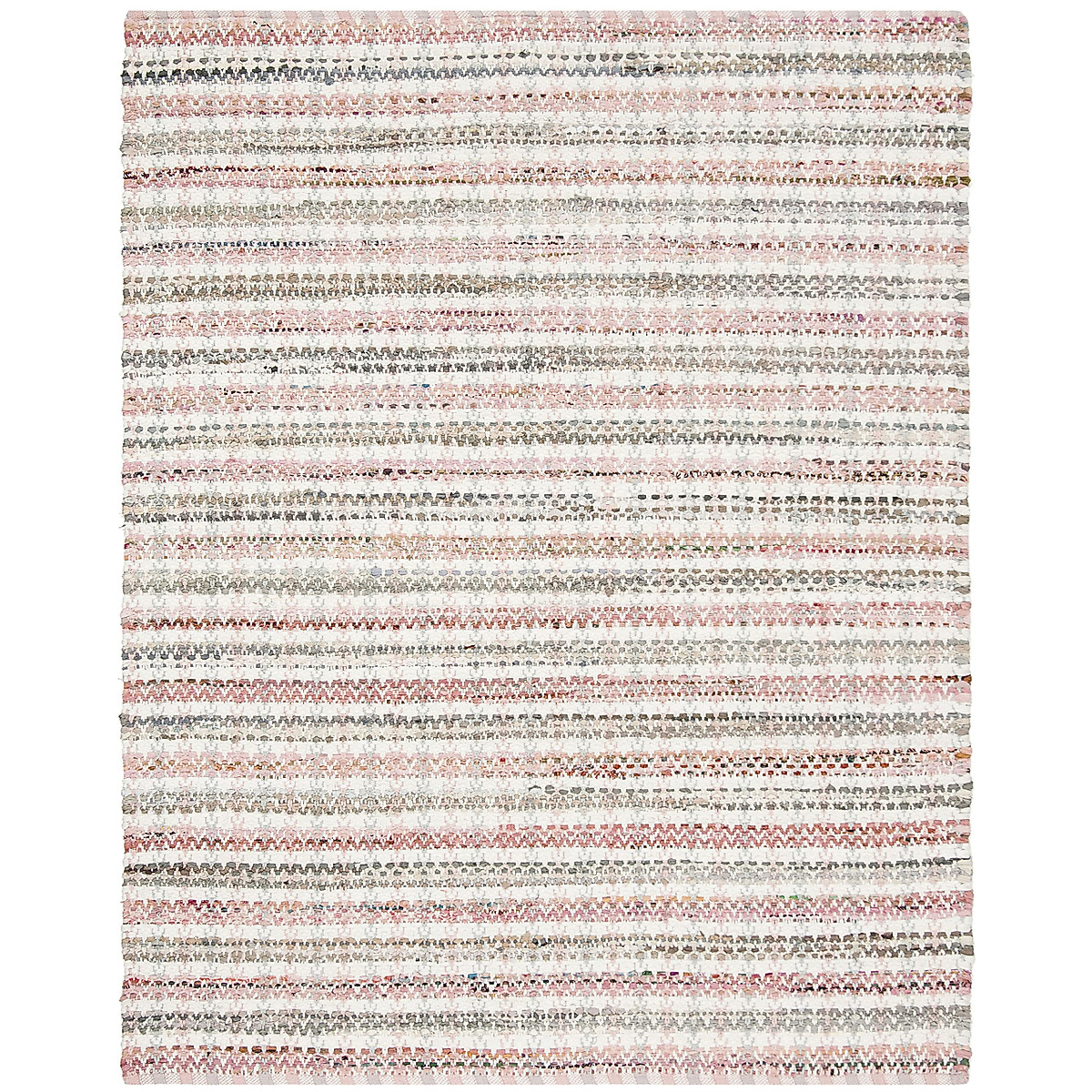 SAFAVIEH Montauk Collection Area Rug - 8' x 10', Pink & Multi, Handmade Cotton, Ideal for High Traffic Areas in Living Room, Bedroom (MTK950D)