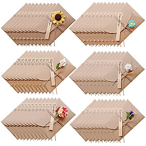 Yayatty Pack of 60 PCS Greeting Card Invitation Cards Retro Kraft Paper Card, 6 Style Birthday Card Thank You Card with Dried Flowers for Christmas Birthday, 4.1 x 2.8 Inch