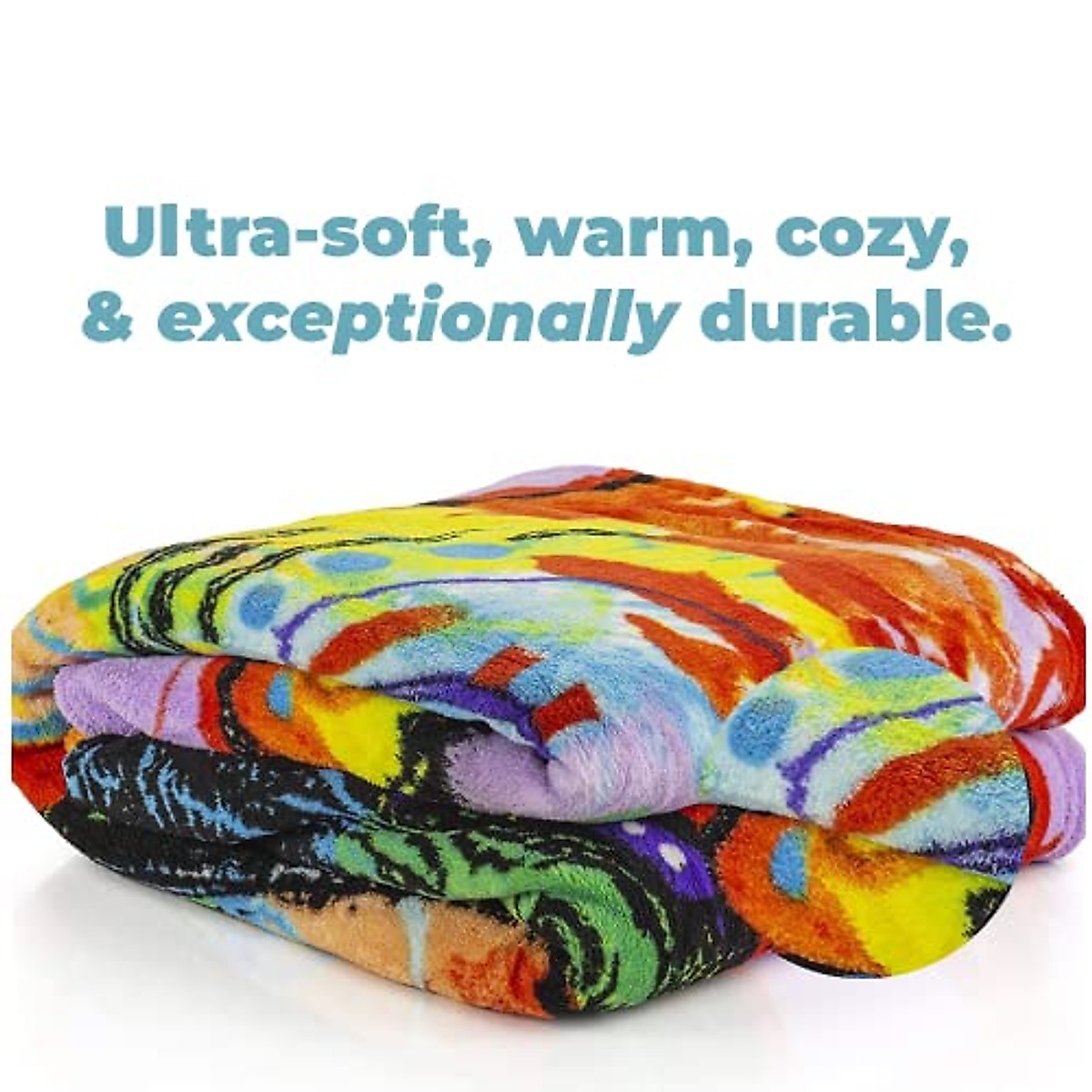 Dawhud Direct Colorful Elephant Fleece Blanket for Bed 50" x 60" Dean Russo Elephant Fleece Throw Blanket for Women, Men and Kids Super Soft Plush Elephant Blanket Throw Blanket for Elephant Lovers