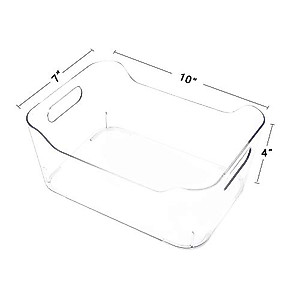 Set of 6 Refrigerator Organizer Bins, Pantry Organization and Storage, Clear Plastic Stackable Food Storage Bins with Handles, for Refrigerator, Freezer, Cabinet, Kitchen, BPA Free
