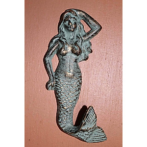 Antique Look Mermaid Wall Hooks Bronze Style Cast Iron | Pack of 2 N-22ab