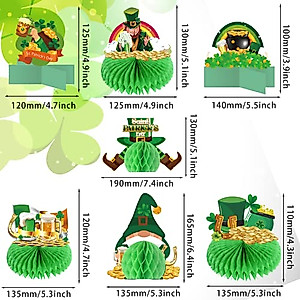 NICOWARM 13PCS St.Patrick's Day Honeycomb Centerpieces, St Patricks Day Table Decoration With Leprechaun, Ekvesm, Shamrocks, Beer for Irish Table Topper, St Patricks Day Centerpieces for Table