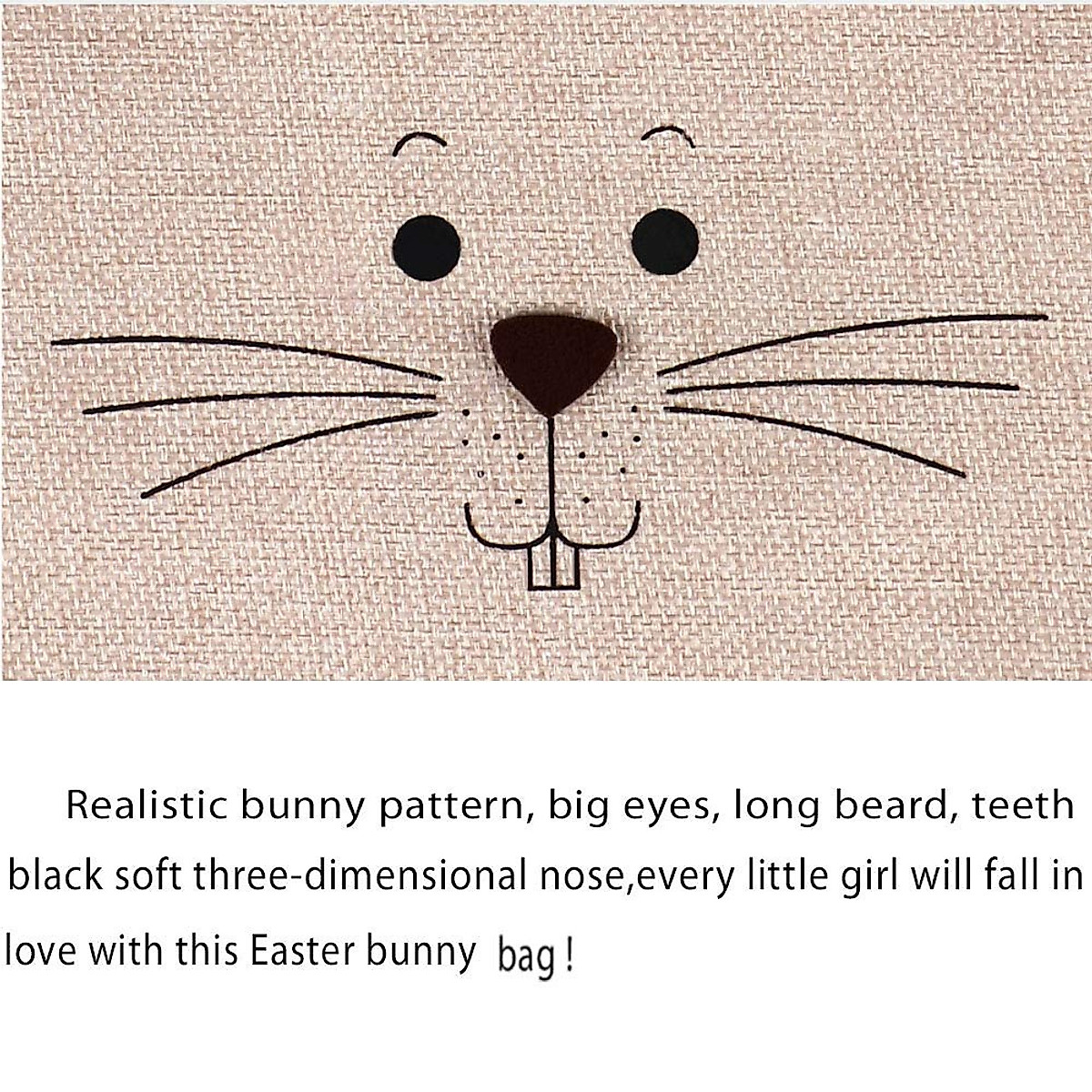 3 Pack Easter Burlap Bags Easter Bunny Tote with Drawstring Furry Bunny Ears Rabbit Easter Egg Hunts Goody Candy Treat Gift Storage Bags Kids Girls Easter Party Favor Bags(8" x 10.2")