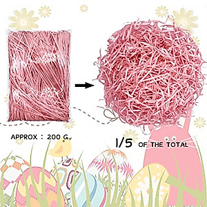 PEVOGON Pink Easter Grass Raffia Filler Paper Shreds for Easter Basket Gift Packaging Filling Egg Stuffer Party Supplies Decoration, 200G