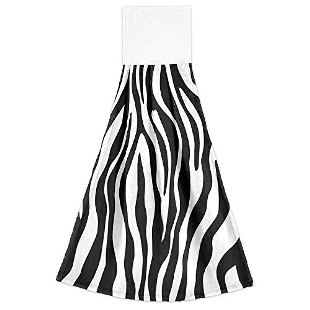 xigua Zebra Hanging Tie Towel Set of 2 Absorbent Soft Wipe Cloth Hanging Hand Towels for Kitchen Bathroom Home Decor