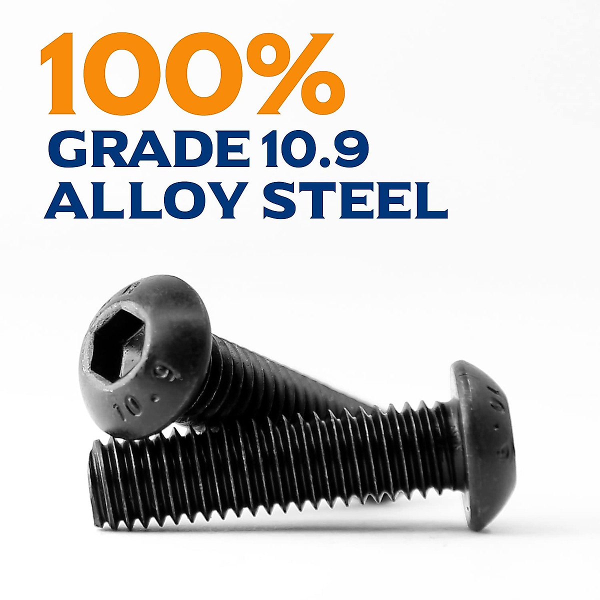 M6 x 25mm Button Head Socket Cap Screws 10.9 Grade Alloy Steel, Allen Socket Drive, Black Oxide Finish, Machine Thread, 100 PCS