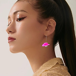 CWVHQ Disco Ball Earrings for Women Mini Western Cowboy Hat Disco Ball Dangle Earrings Mirror Ball Drop Earrings Disco Cowgirl Earrings (style-1)
