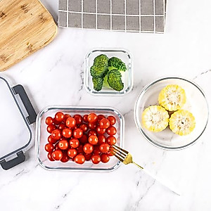 YARYOUNG 12 Pack Glass Food Storage Containers with Lids, Glass Meal Prep Containers, Airtight Glass Lunch Bento Boxes, BPA Free & Leak Proof