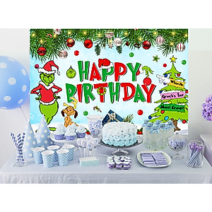 Christmas Birthday Party Decorations, 5x3 Ft Happy Birthday Backdrop for Kid Party Supplies Happy Birthday Banner Cartoon Themed Party Decorations Photography Background