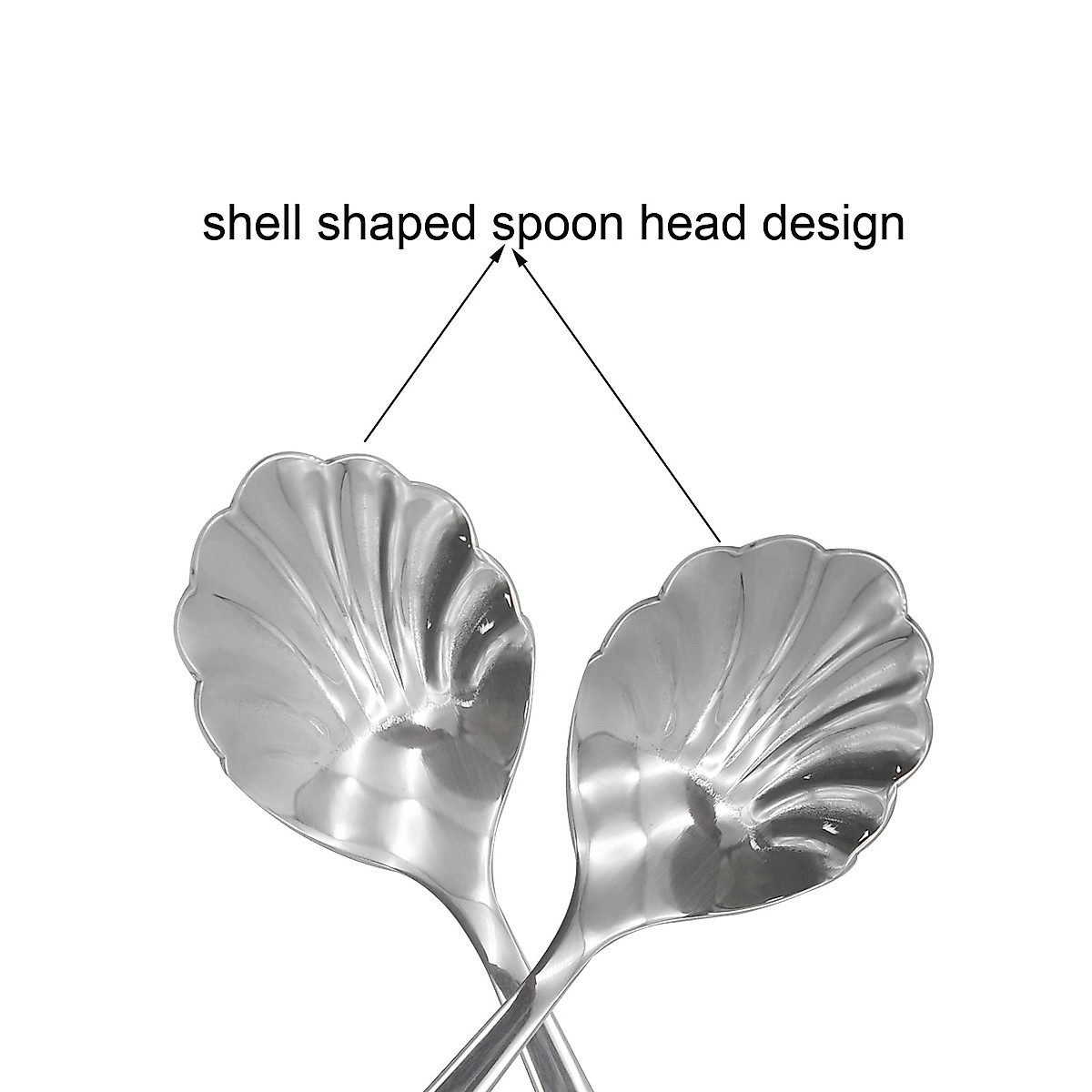 Pinenjoy 6Pcs Shell Spoons 18/10(304) Stainless Stell Scalloped Shape Spoon 4.96inch Vintage Sugar Spoon for Stirring Coffee Tea Espresso Cappuccino Demitasse Yogurt Dessert