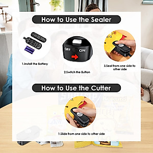 OEOP Mini Chip Bag Sealer, 2 in 1 with Cutter Handheld Plastic Heat Seal Vacuum Sealer Machine Kitchen Gadget for Mylar/Food Storage Bag