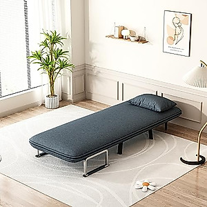 Haplized Convertible Chair Bed, Tri-Fold Sofa Bed with Adjustable Backrest & Pillow, Leisure Chaise Lounge Couch with Sturdy Steel Frame for Home & Office, Comfortable Sleeper Chair (31.5")