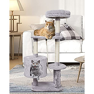 MIAO PAW 6Cat Tree Tower Condo Sisal Post Scratching Furniture Activity Center Play House Cat Bed Grey