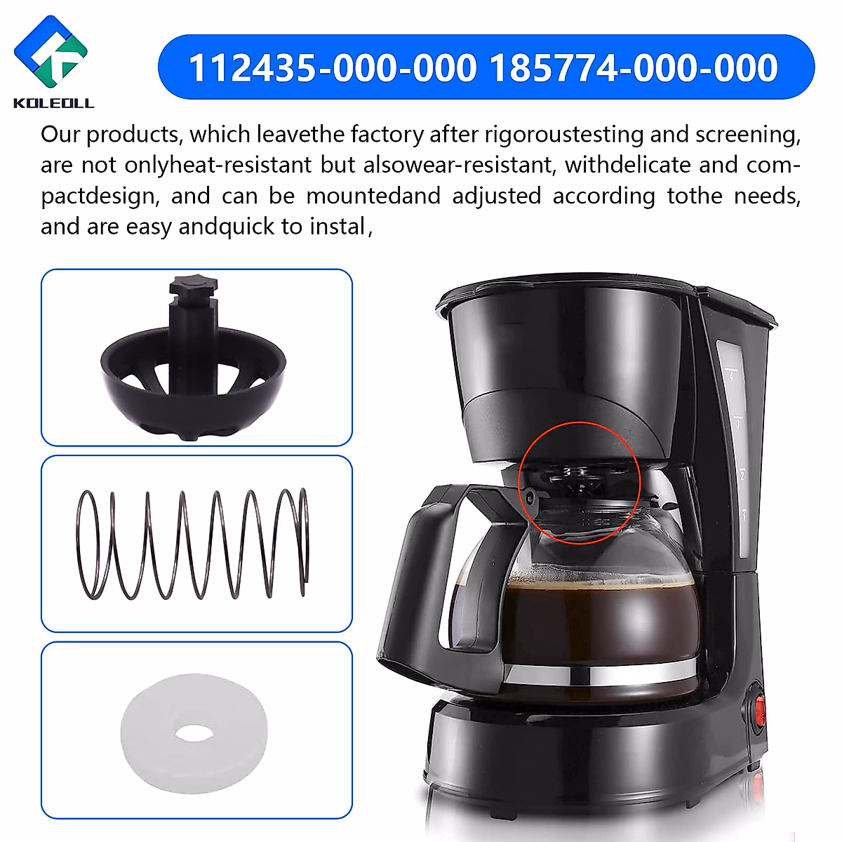 KOLEOLL 2 Pack Coffee Maker Brew Basket Stop Valve Kit 112435-000-000 185774-000-000 Compatible with Hamilton Beach Coffee Makers 990117900 990237500