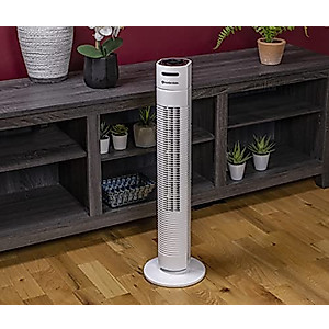 Comfort Zone CZTF320WT 31” 3-Speed Oscillating Tower Fan with Convenient Top-Mounted Controls, Perfect for Office, Desk or Dorm Room, White