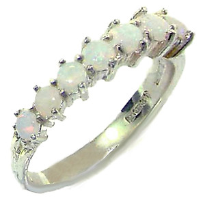 LetsBuyGold 925 Sterling Silver Natural Opal Womens Eternity Ring - Size 8.5