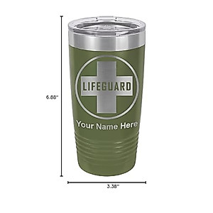 LaserGram 20oz Vacuum Insulated Tumbler Mug, Lifeguard, Personalized Engraving Included (Camo Green)