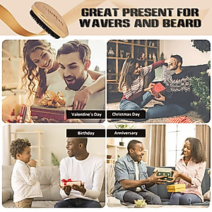 Aosina Wave Brush - Hair Brush for Men with 100% Natural Beech Wood & Reinforced Pure Black Boar Hair Bristle, Soft Beard Brush Hairbrush for Men Perfect for Cultivating Beards, Hair Waves and Wolfing