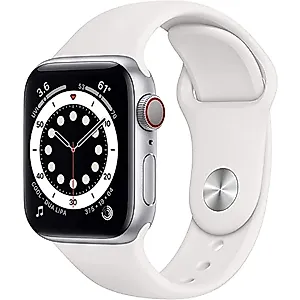 Apple Watch Series 6 (GPS + Cellular, 40mm) - Silver Aluminum Case with White Sport Band (Renewed)