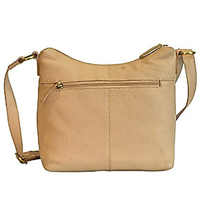 Zinda Genuine Leathers Women's Handbag Hobo Top Zip Crossbody Shoulder Sling (Beige)