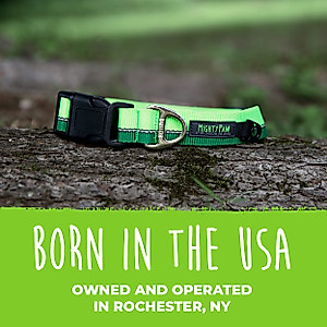 Mighty Paw Reflective Dog Collar | Premium High Visibility Collar with Reflective Stitching. Weatherproof, Heavy Duty Hardware, Stylish Colors and Design. Perfect for Small and Large Pets (Green)
