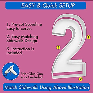 Mosaic Balloon Frame Marquee Light Up Numbers 2 Pre-Cut Large Foam Board Sign Cut-out for Boy Girl Birthday Backdrop Anniversary Decoration