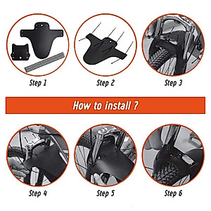 GLAITC Bike Fenders Set, 4 Pieces MTB Mud Guard Front and Rear Compatible + 8 Pieces Ties Mountain Bike Mudguards Bicycle Mudguard Fender Set Fits Wheel Sizes of 26", 27.5", 29"