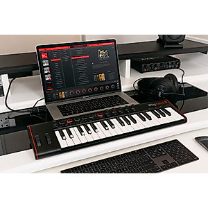 IK Multimedia iRig Keys 2 portable keyboard MIDI controller with 37 velocity-sensitive synth-action mini keys and headphone output, for iPhone, iPad, Mac, PC, Android