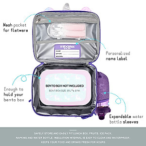 mibasies Kids Insulated Lunch Box for Girls Rainbow Unicorn Bag