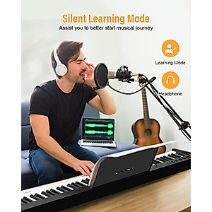 KONIX Keyboard Piano 88 Key, Beginner Semi Weighted Keyboard Piano with Full Size Key, Portable Electric Piano Keyboard Include Sustain Pedal, Power Supply and Piano Bag