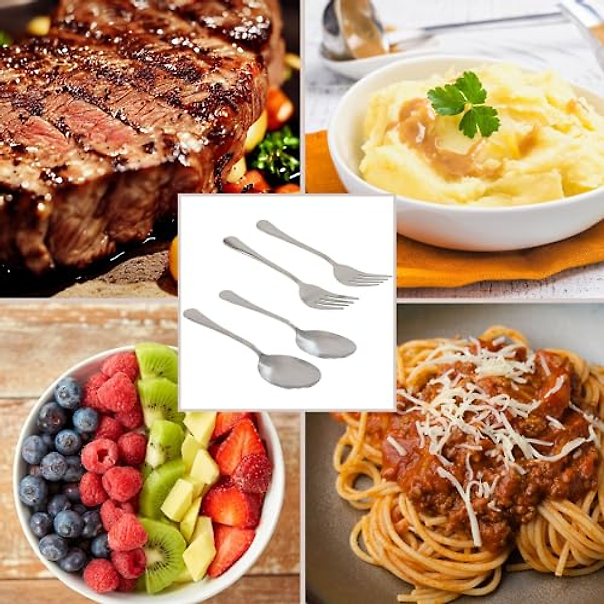 Cornucopia Serving Spoons & Large Serving Forks Set (4 pack, 2 of each); Buffet & Banquet Style Elegant Classic Serving Utensils